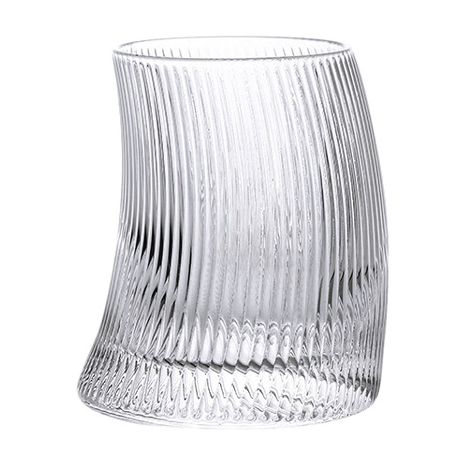 4 Pcs Wave Crystal Glass - Modern Ripple Design Beer & Wine Glasses ...