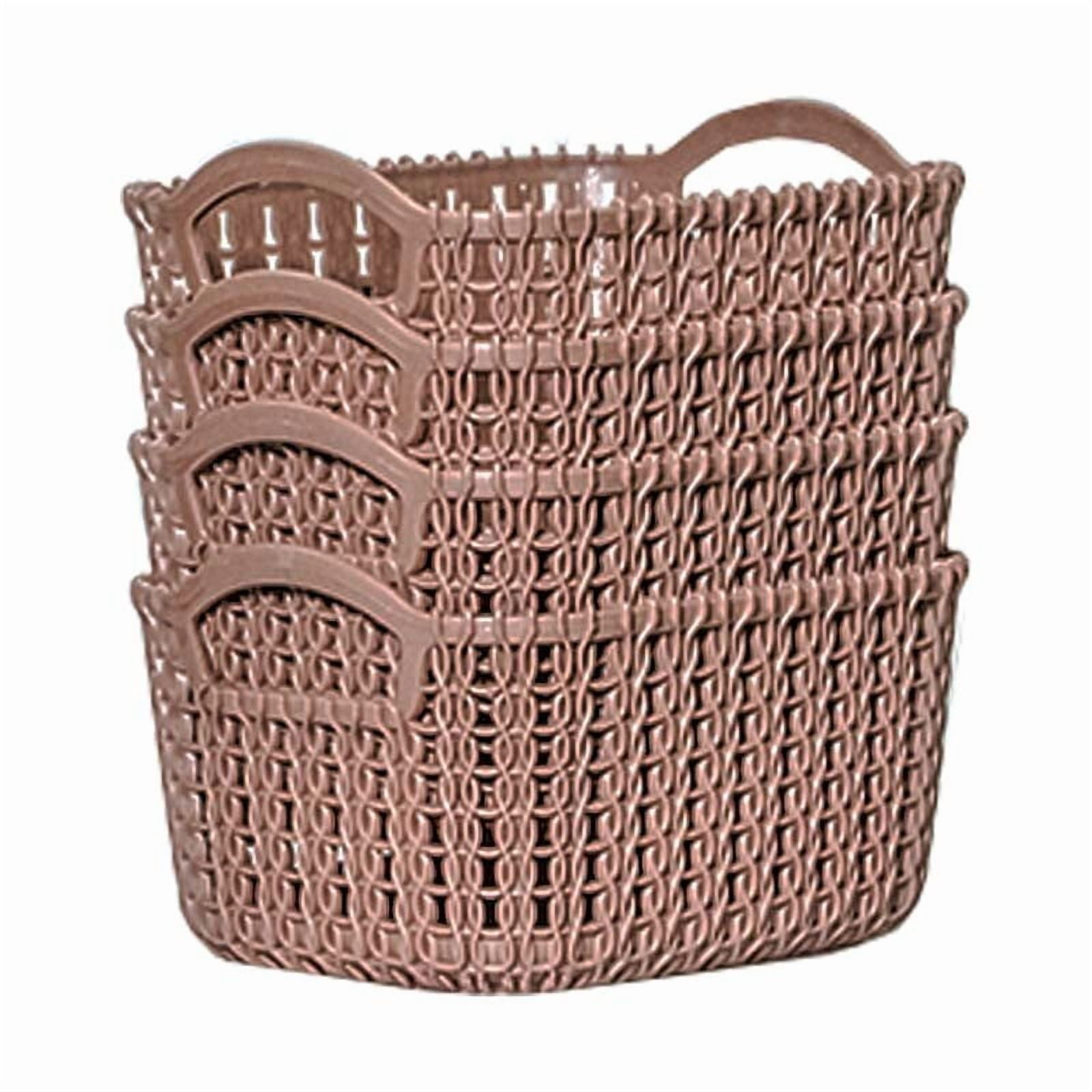 4 Pcs Weave Basket Storage Organizer Bins Portable Stackable Weave ...