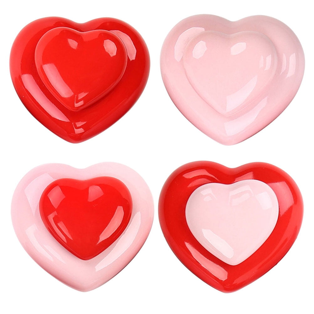 4 Pcs Wedding Decor Ceramic Heart Canisters Containers Lids Travel ...
