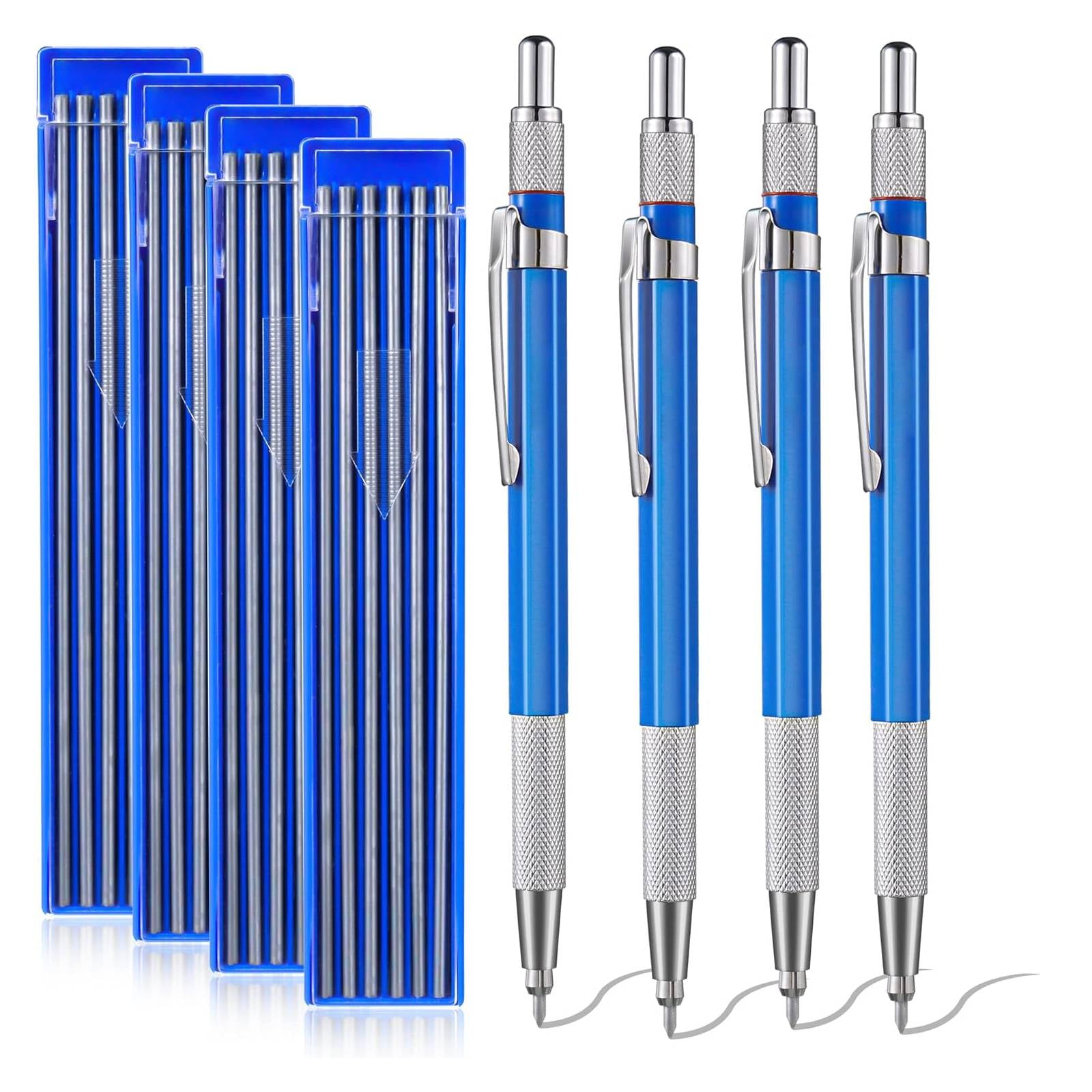 4 Pcs Welders Pencil with 48 Pcs Silver Round Refills, Mechanical ...