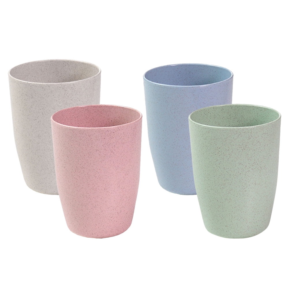 4 Pcs Wheat Straw Mouthwash Cup Water Glasses Bathroom Tumbler Tea Mug ...
