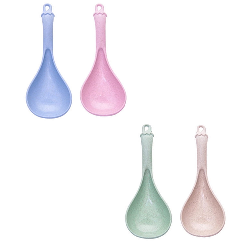 4 Pcs Wheat Straw Soup Spoon Flatware Spoons Silicone Japanese Ramen ...