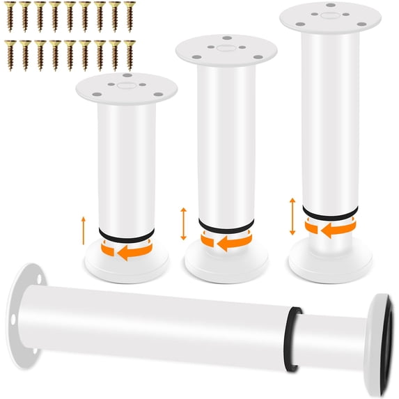4 Pcs White Adjustable Furniture Legs With Screws 3.15-4.72 Inch Round ...