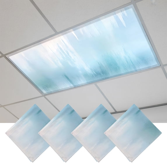 4 Pcs White Blue Gradient Fluorescent Light Covers Abstract Modern Art ...