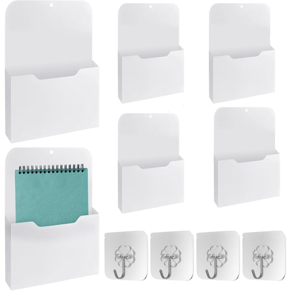 4 Pcs White Magnetic File Holder Ket, Wall Hanging File Organizer with ...