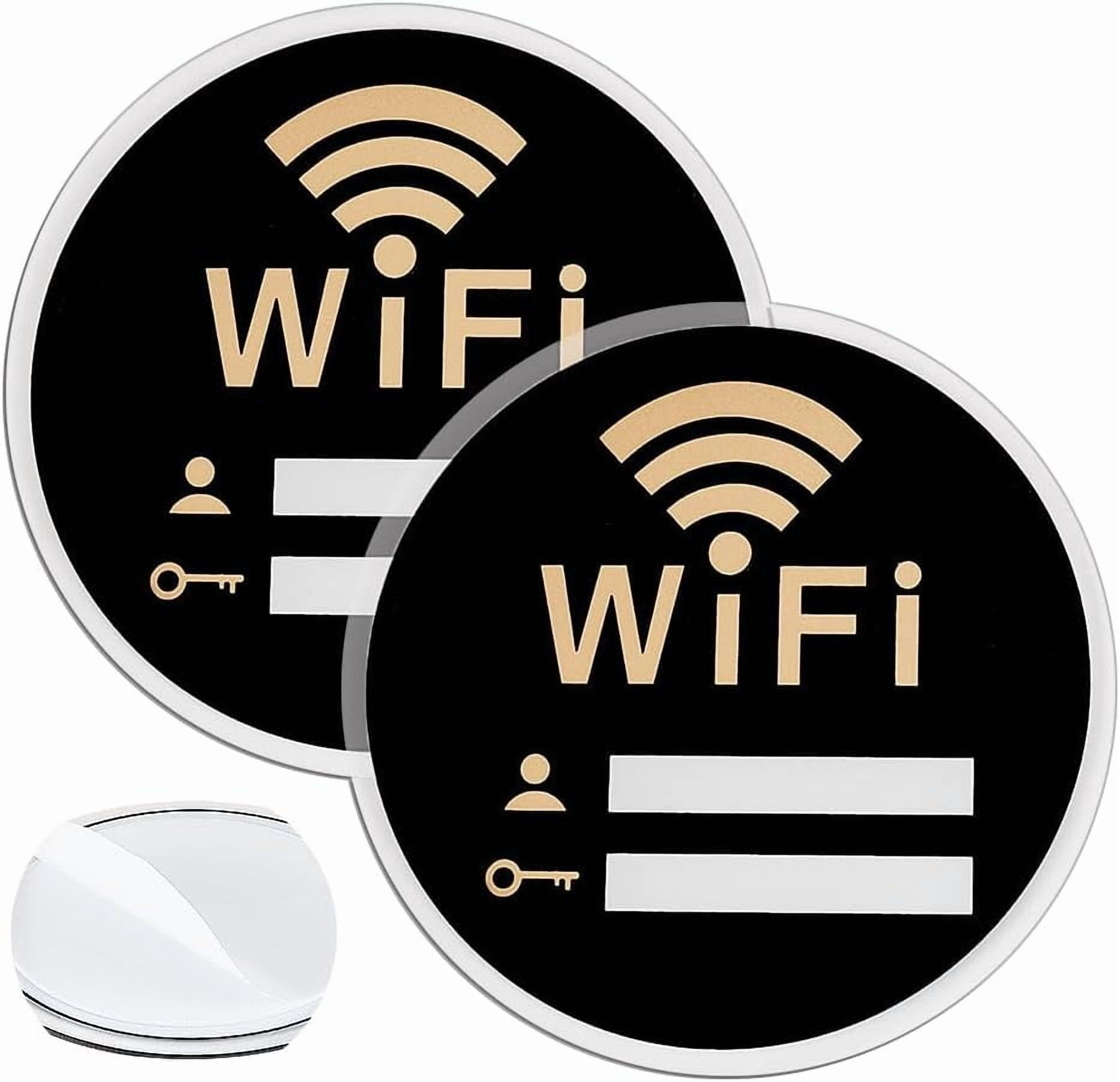 4 Pcs WiFi Password Sign Self-Stick Round Wifi Sign Board Acrylic ...