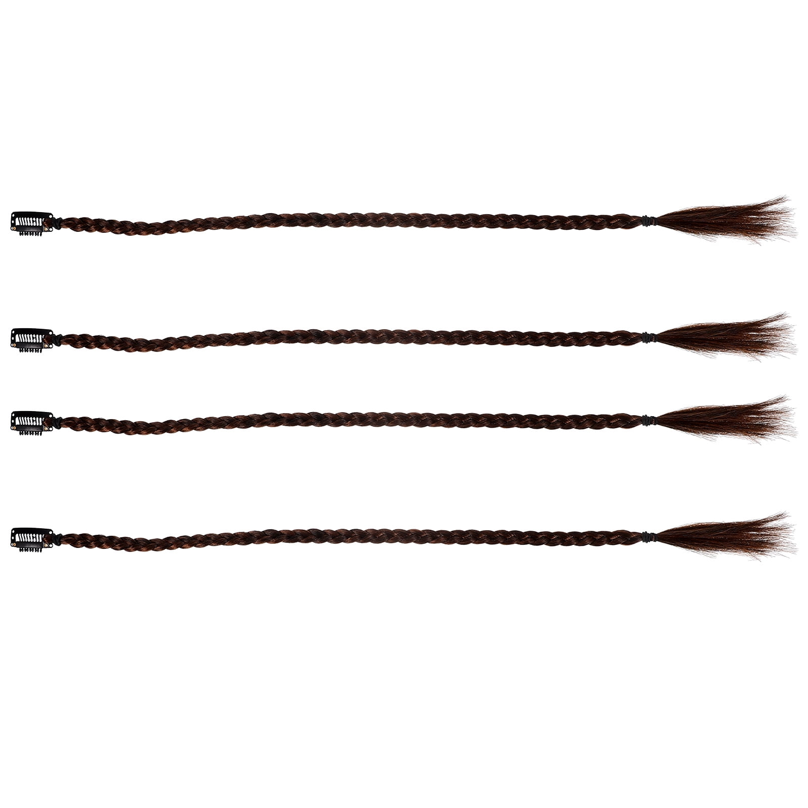 4 Pcs Wig Braid Hair Extensions for Braids Women Barrettes Bangs Clip ...