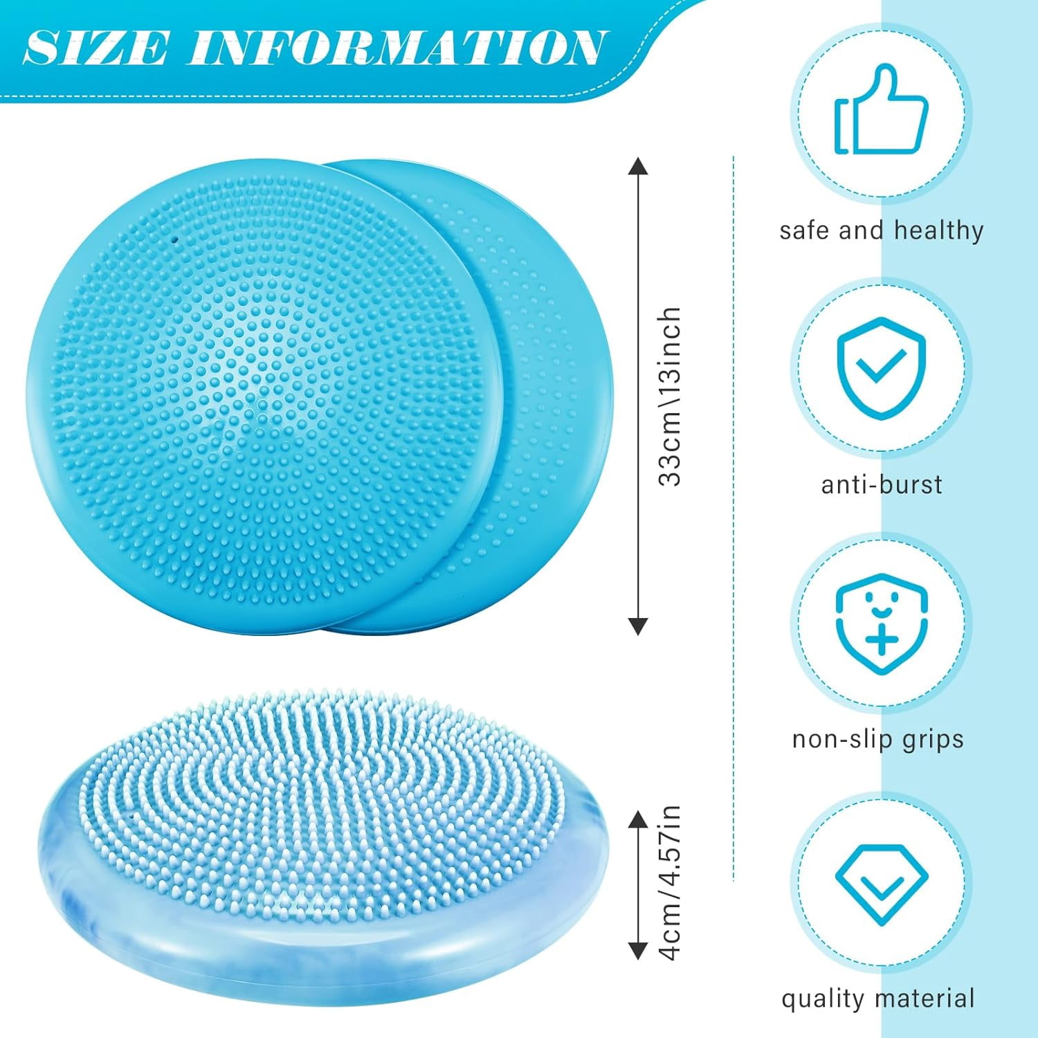 4 Pcs Wiggle Seat for Sensory Kids Inflated Wobble Cushion with Pump ...