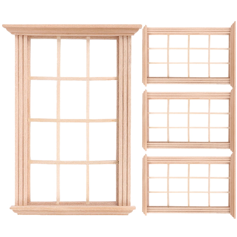 4 Pcs Window Frame Model Baby Toys Stuff House Accessories Lattice ...
