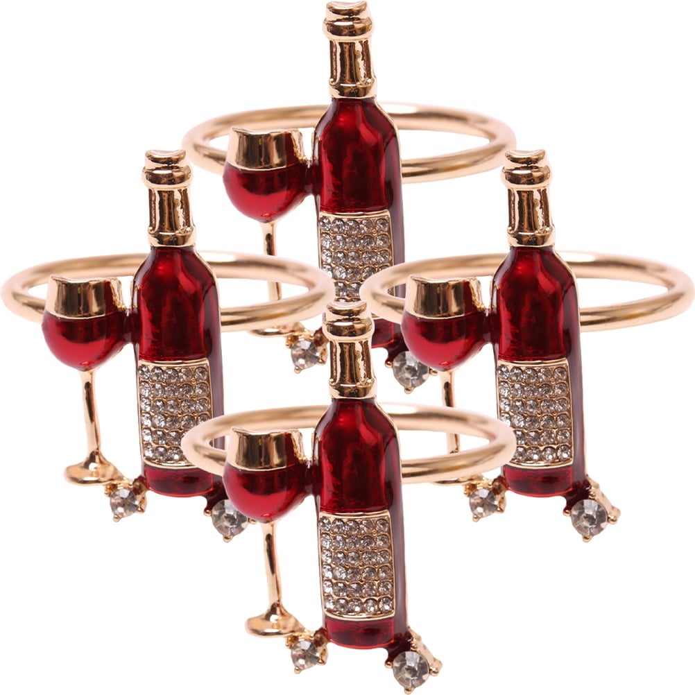 4 Pcs Wine Bottle Napkin Rings Premium Serviette Buckles - Walmart.com