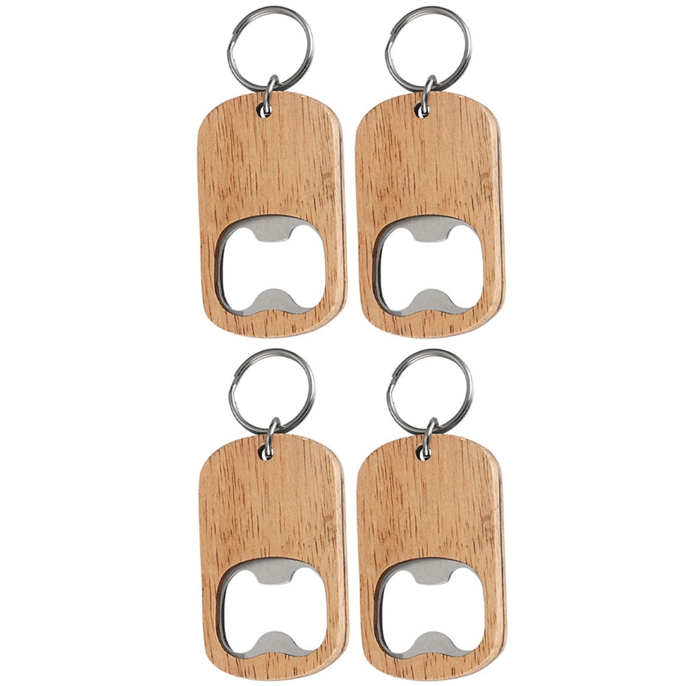 4 Pcs Opener Key Fob Kitchen Assesorries Keychain Bottle Easy Wooden ...