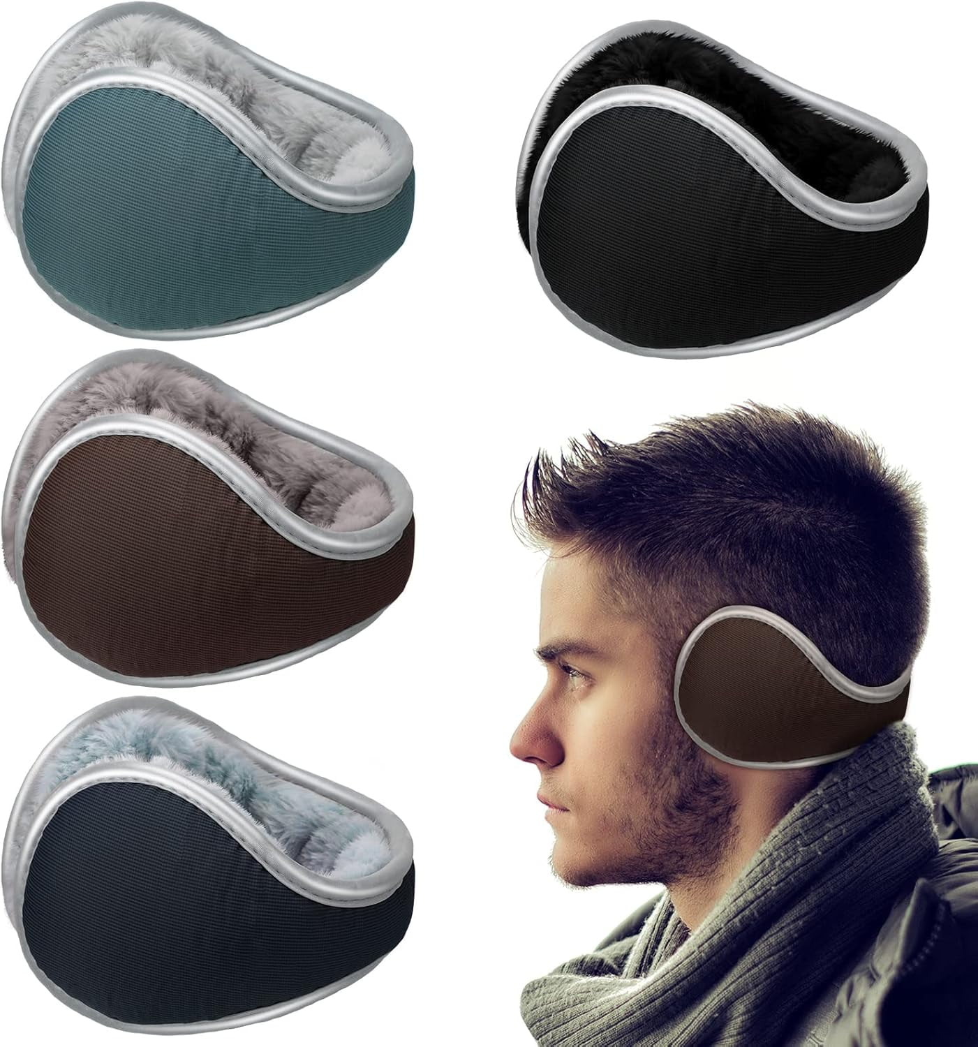 4 Pcs Winter Ear Muffs for Men Ear Warmers Waterproof Ear Covers with ...