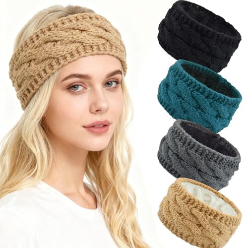 4 Pcs Winter Headbands for Women Non Slip, Ear Warmer Headband with ...