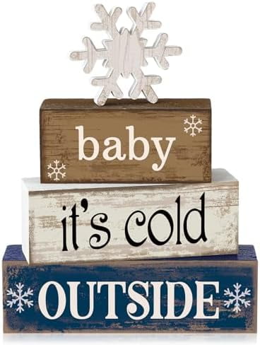 4 Pcs Winter Wooden Tabletop Decor Snowflake Tiered Tray Decor Winter ...