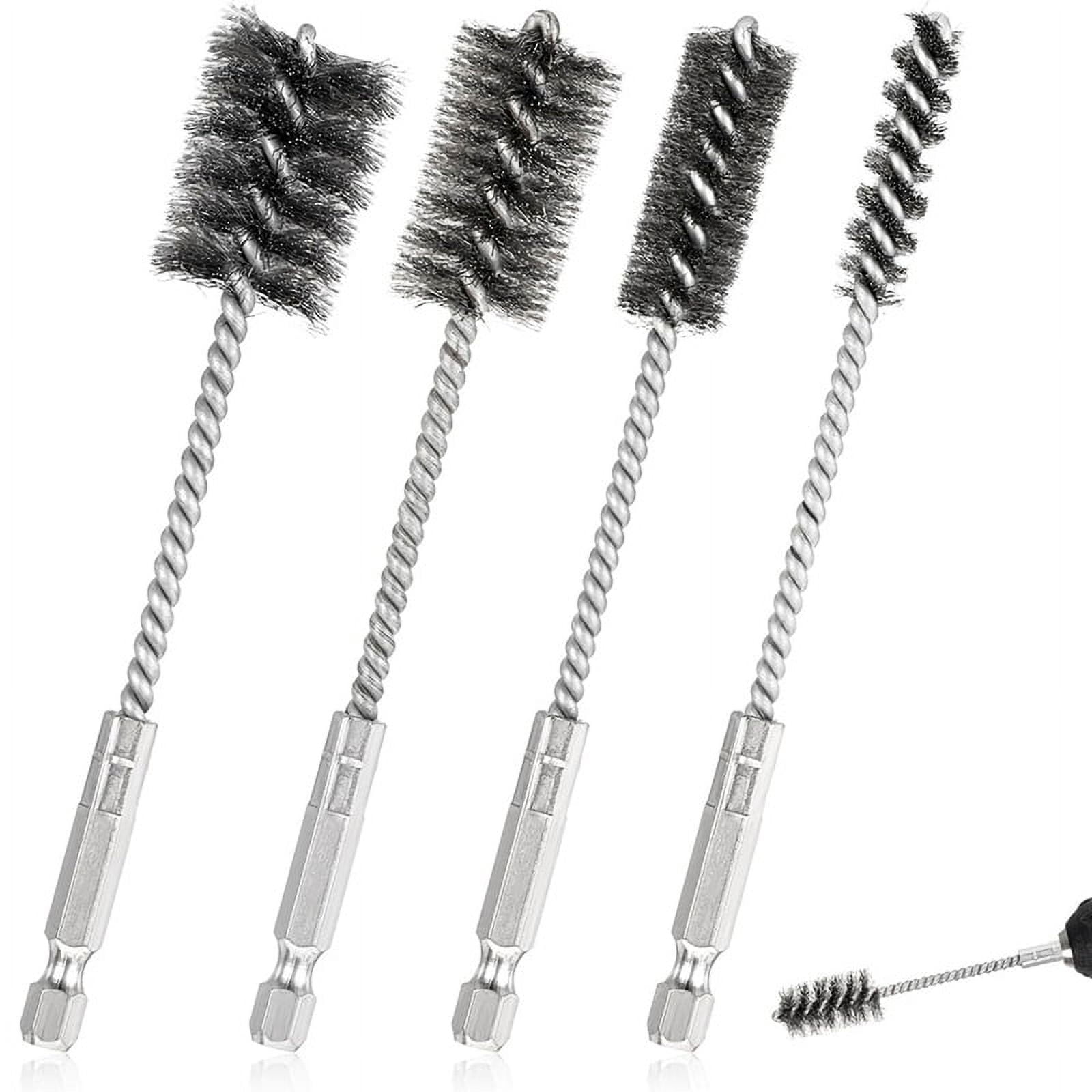 4 Pcs Wire Brushes for Drill Stainless Steel Bore Brush Set 3/8In 1/2In ...