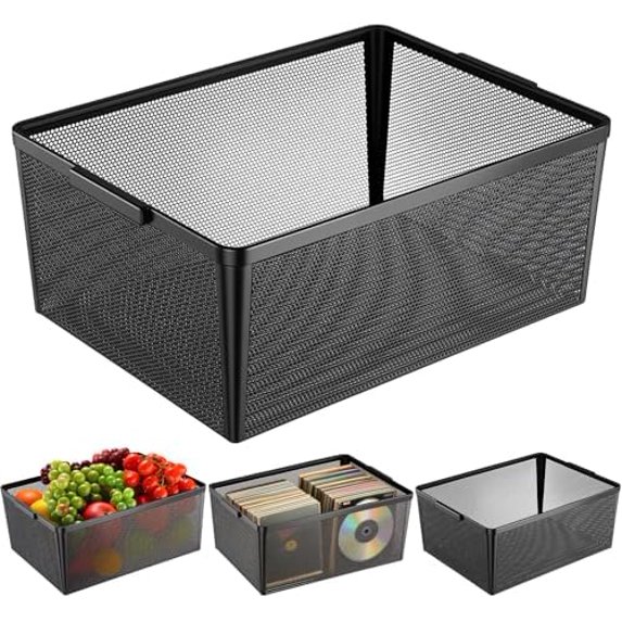 4 Pcs Wire Mesh Baskets 12.6 x 9.4in Metal Wire Storage Baskets with ...