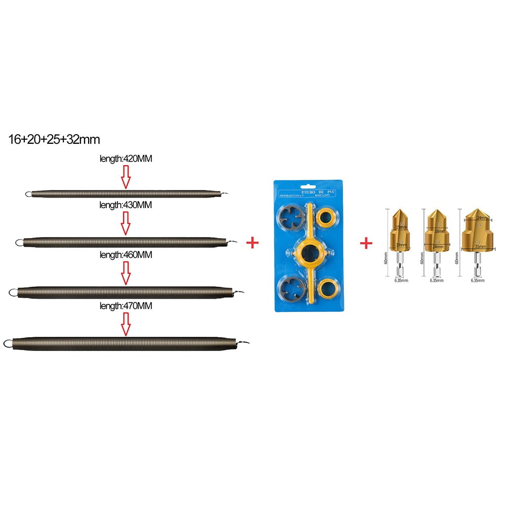 4 PCS wire tube spring bender PVC/PPR, step drill bit,6pcs Manual Pipe ...