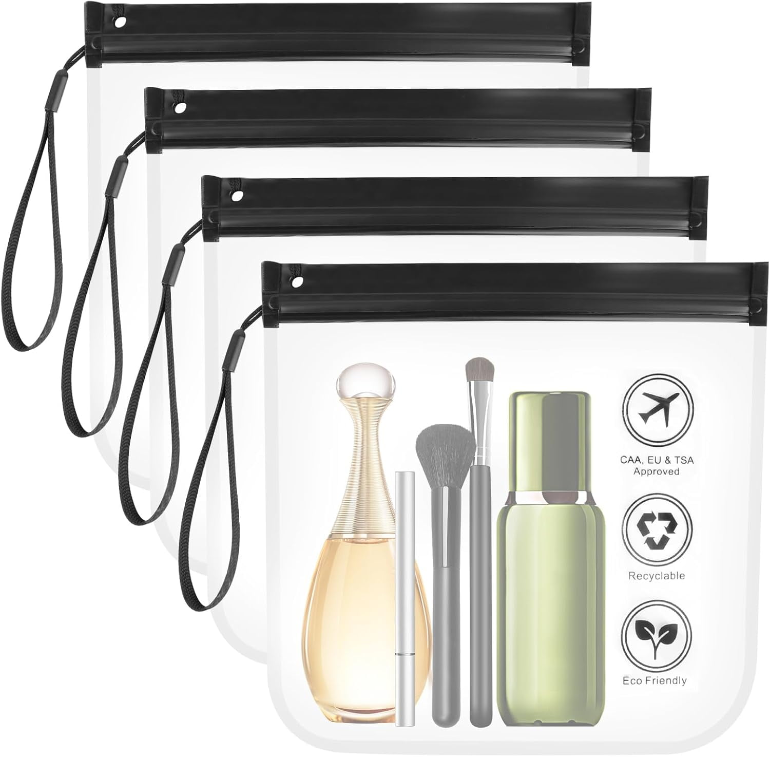 4 Pcs Women's Transparent Toiletry Bag 20 x 20 cm Transparent Travel ...