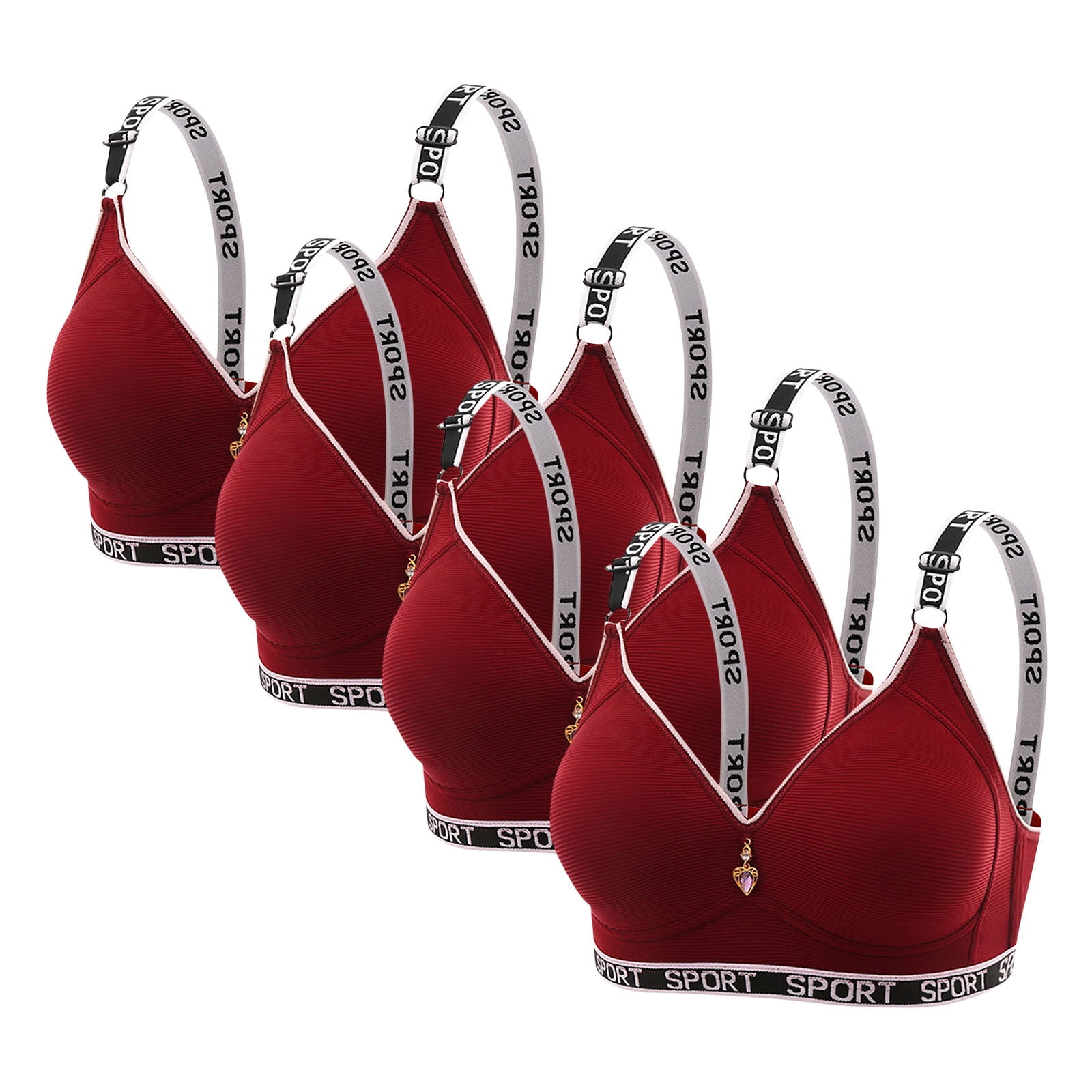 4 Pcs Womens Wireless Bralettes Ribbed Push Up Everyday T-Shirt Bra ...