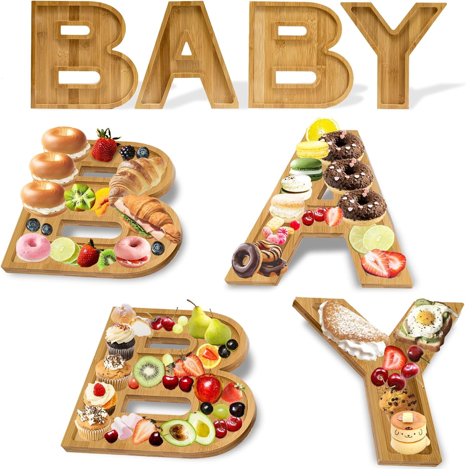 4 Pcs Wood Baby Charcuterie Board Letters, Wooden BABY Letters for Baby ...