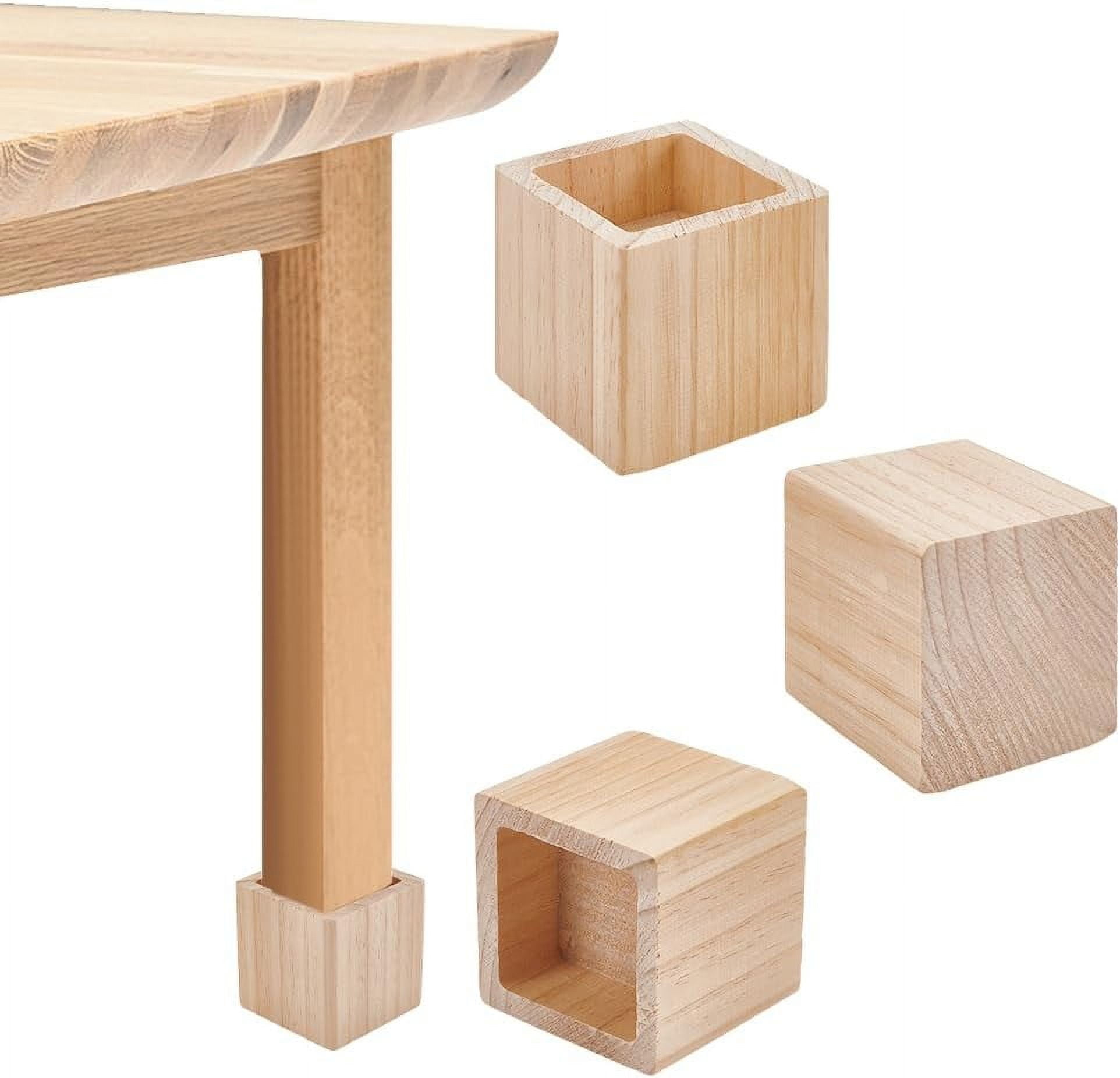4 Pcs Wood Bed Risers Heavy Duty Elephant Feet Chair Raiser Natural ...