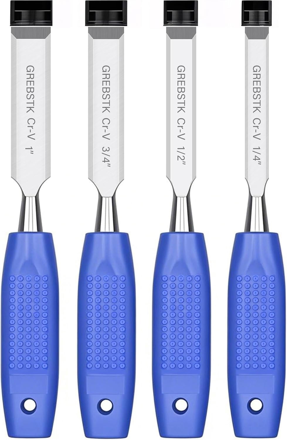 4 Pcs Wood Chisel Set, CRV Steel Bevel Sharp Edge Bench Chisels with ...