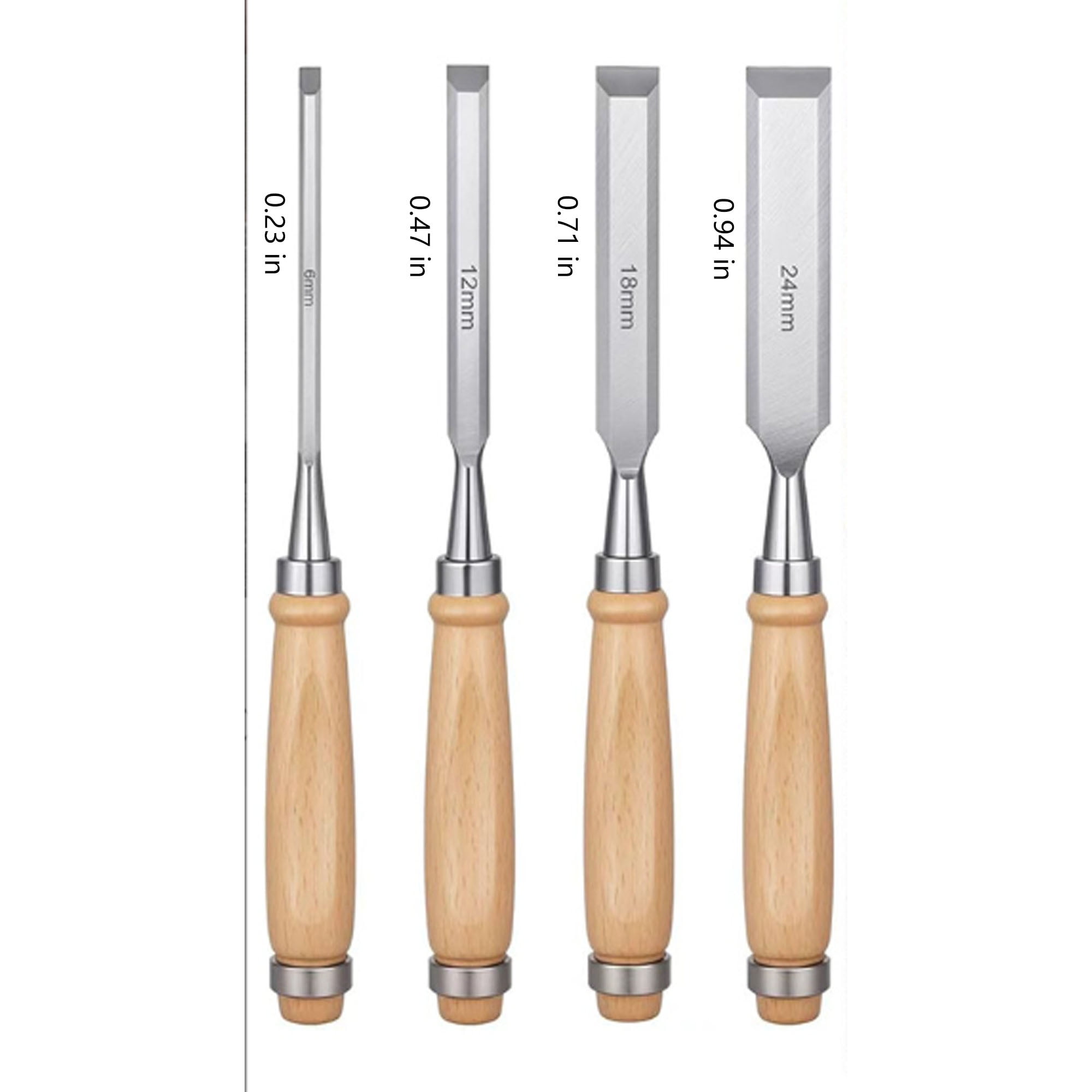 4 Pcs Wood Chisel Set, CRV Steel Bevel Sharp Edge Bench Chisels with ...