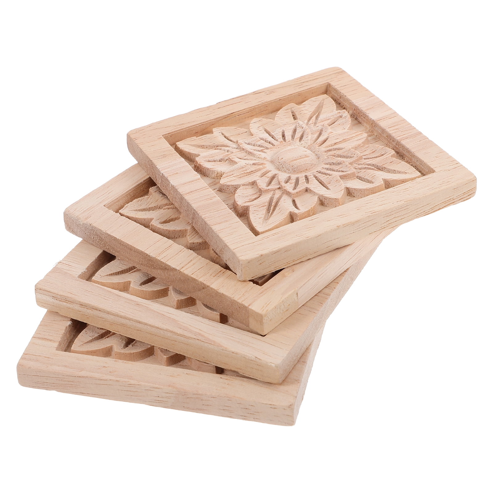 4 Pcs Wood Onlay Furniture Applique Peel and Stick Chair Rail Molding ...