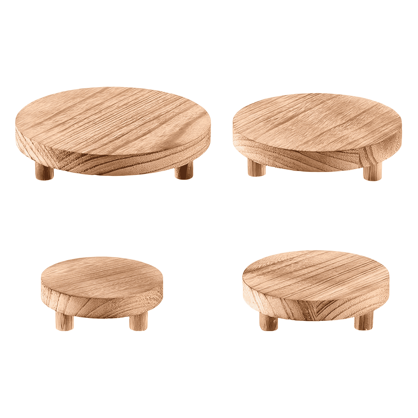 4 Pcs Wood Pedestal Stand Set – Round Wooden Risers, Carbonized Rustic ...