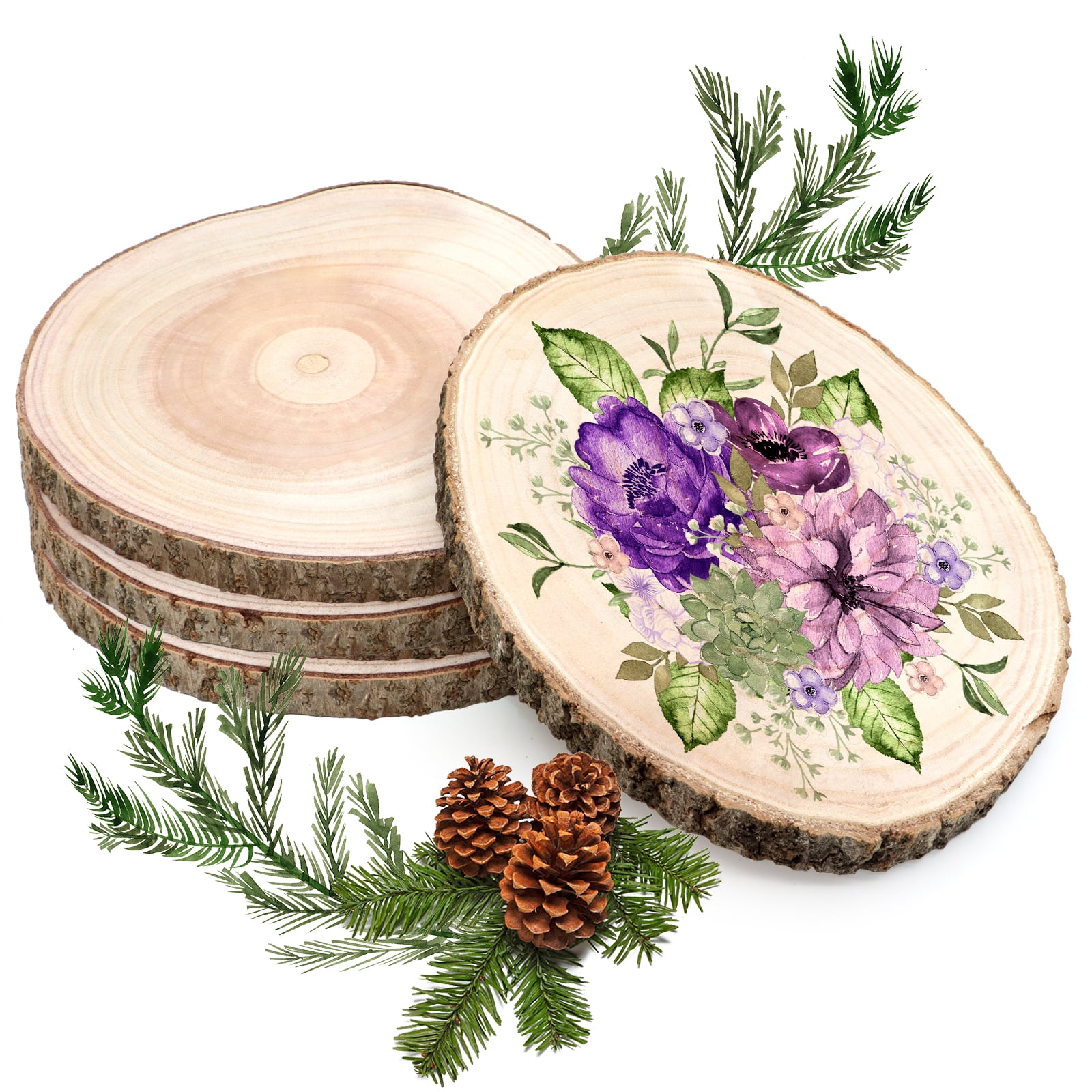 VEGCOO 4 Pcs Rustic Wedding Decor: 10-11 Inches Unfinished Large Size ...