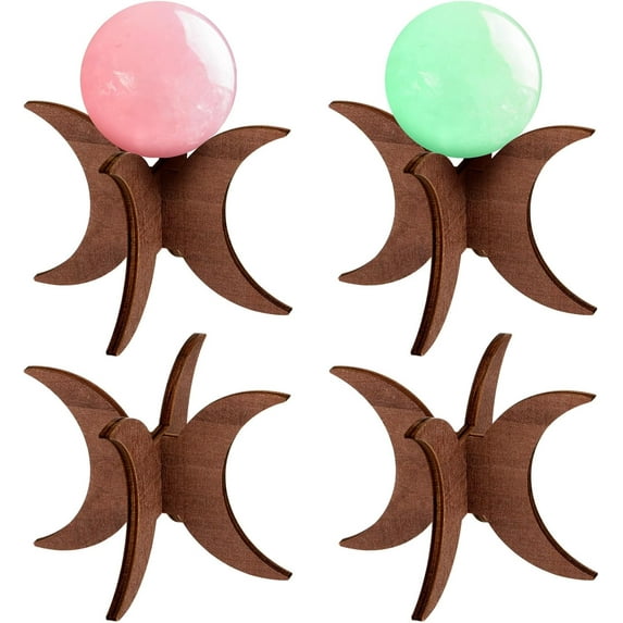 4 Pcs Wooden Crystal Ball Stand Sphere Display Stand Set Decorative ...