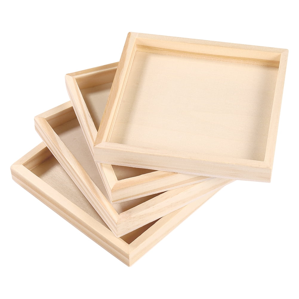 4 Pcs Wooden Playset Blocks Storage Trays Square Shape Puzzle Tray ...