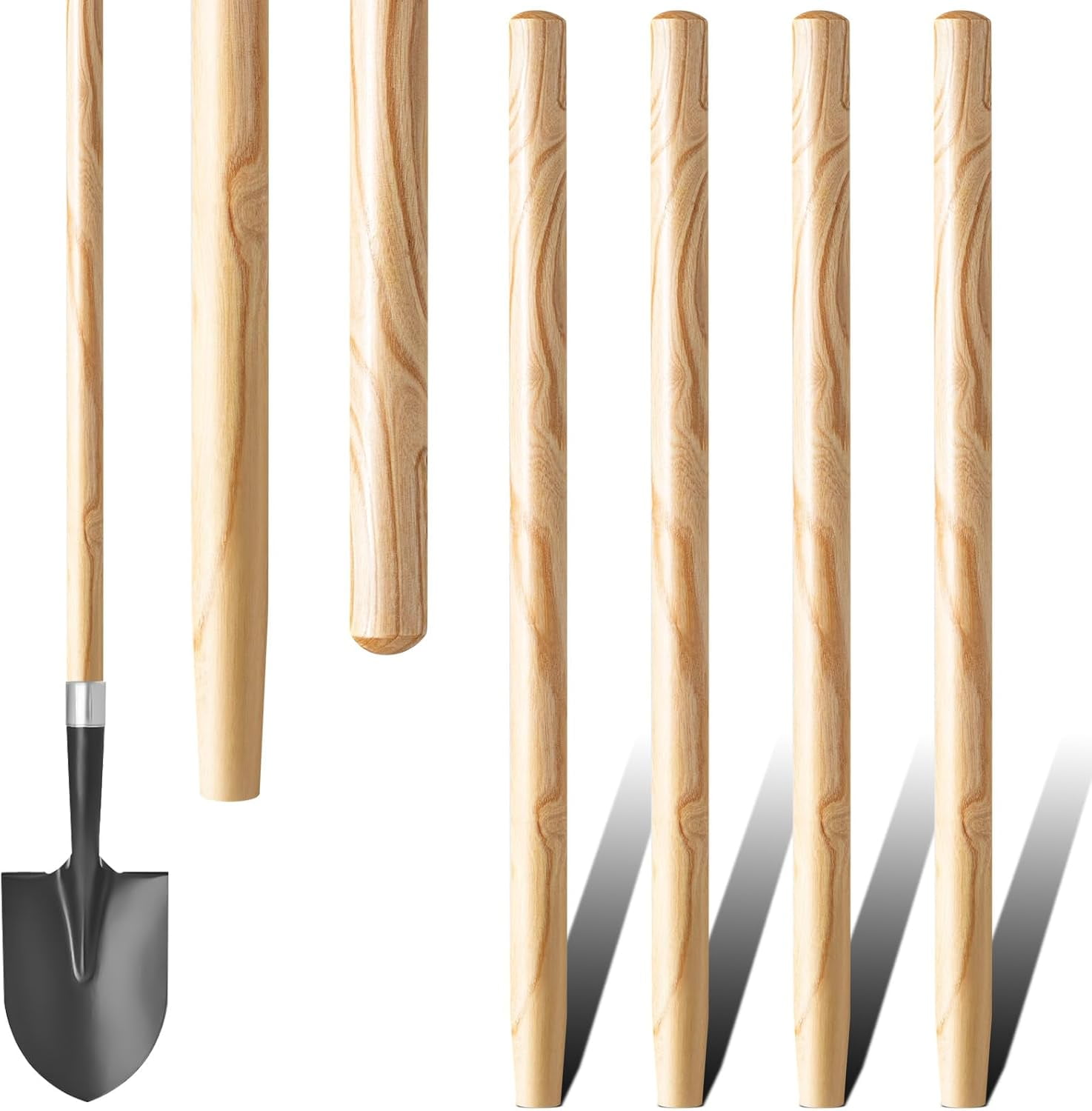 4 Pcs Wooden Shovel Handle Ash Replacement Handle for Long D Handle ...