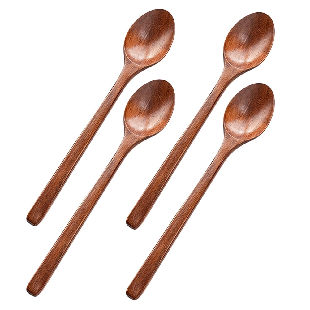 4 Pcs Wooden Spoons, 9.24 inch Wooden Honey Spoons for Tea, Wooden ...