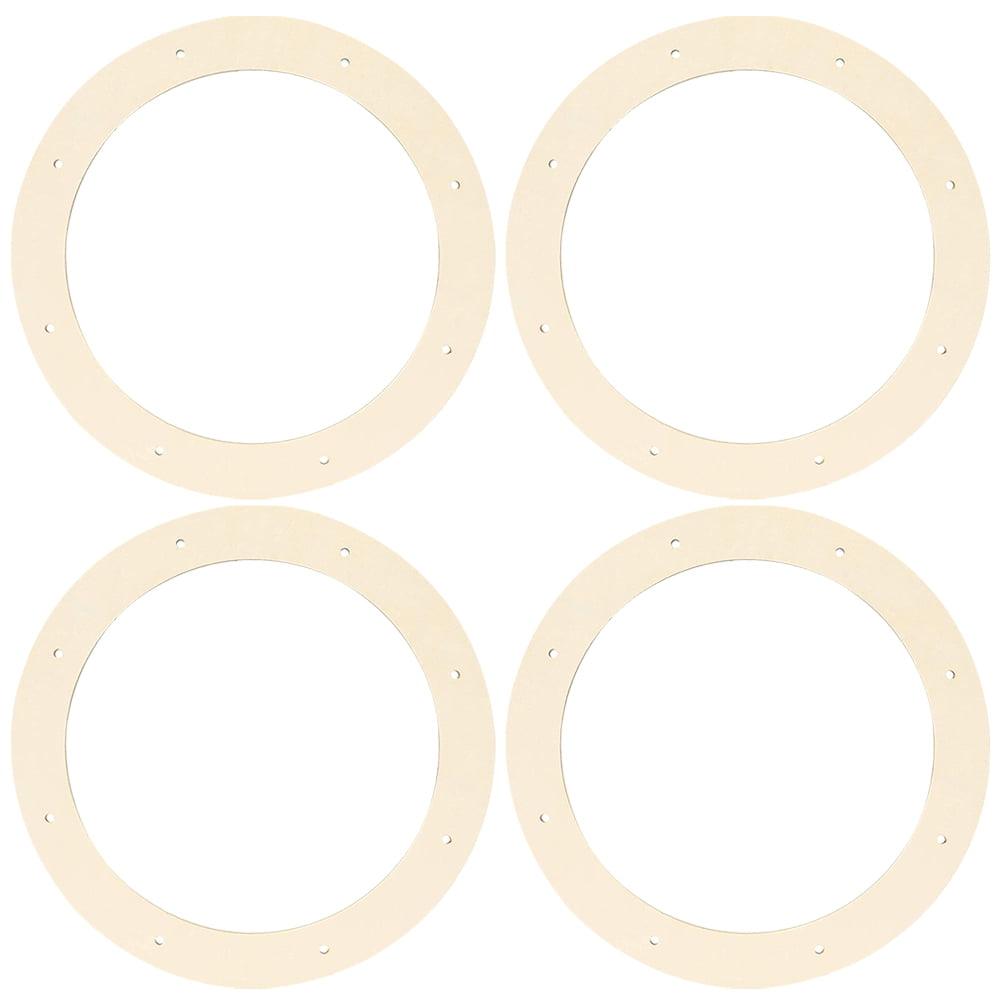 WORGEOUS 4pcs Hanging Round Wreaths Frames Wooden Circle Wreath Rings ...