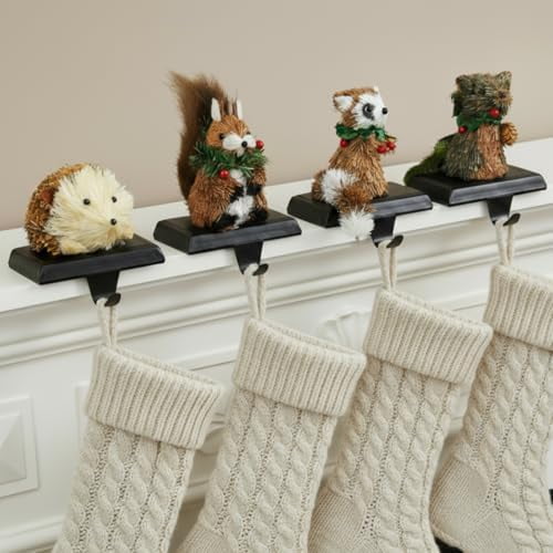 4 Pcs Woodland Animal Christmas Stocking Holders for Mantle Heavy Duty ...