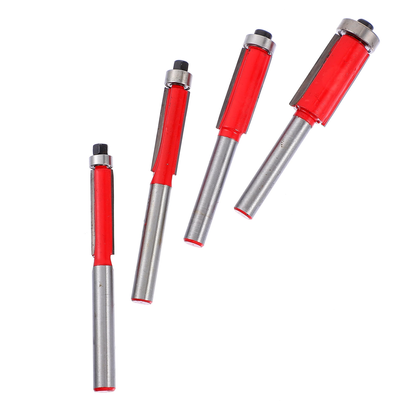 4 Pcs Woodworking Trimming Knife Kit Flush Cut Router Bit Deburring Tool Drill Knives Red Cutter ...