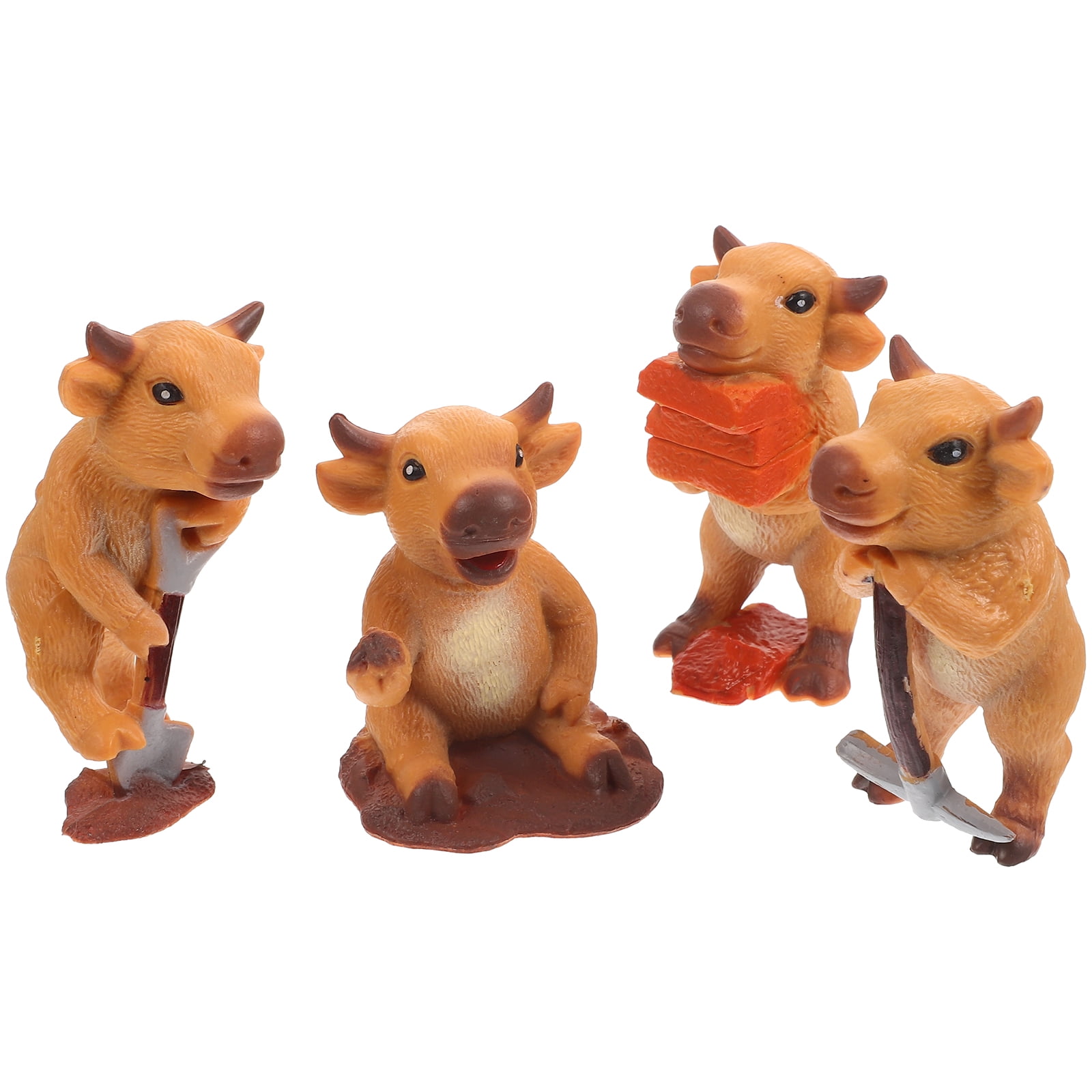 4 Pcs Working Calf Model Children’s Toys Number Mini Cow Kids Farm ...