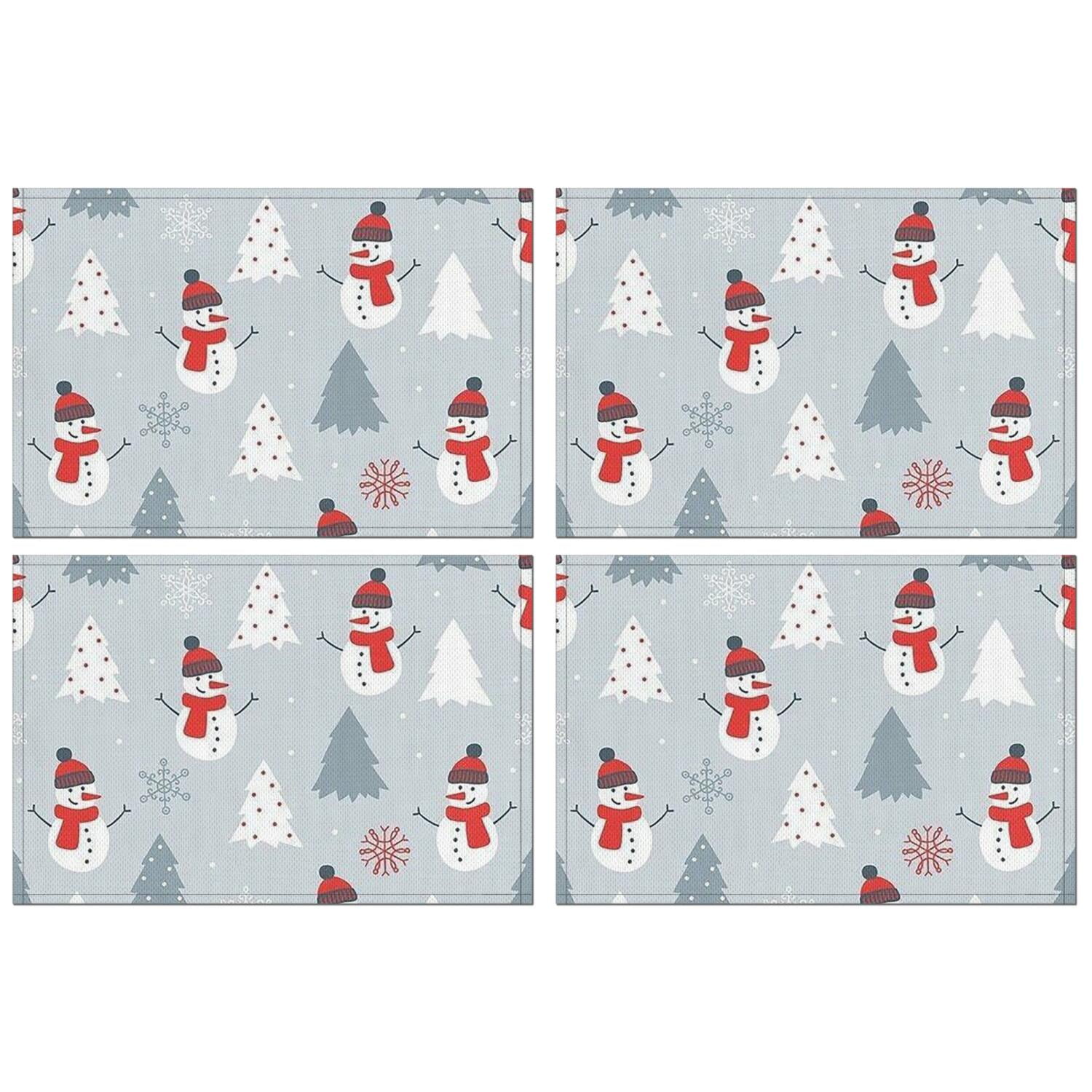 4 Pcs Xmas Placemats 12x17 Inches, Vintage Rustic Holiday Design ...