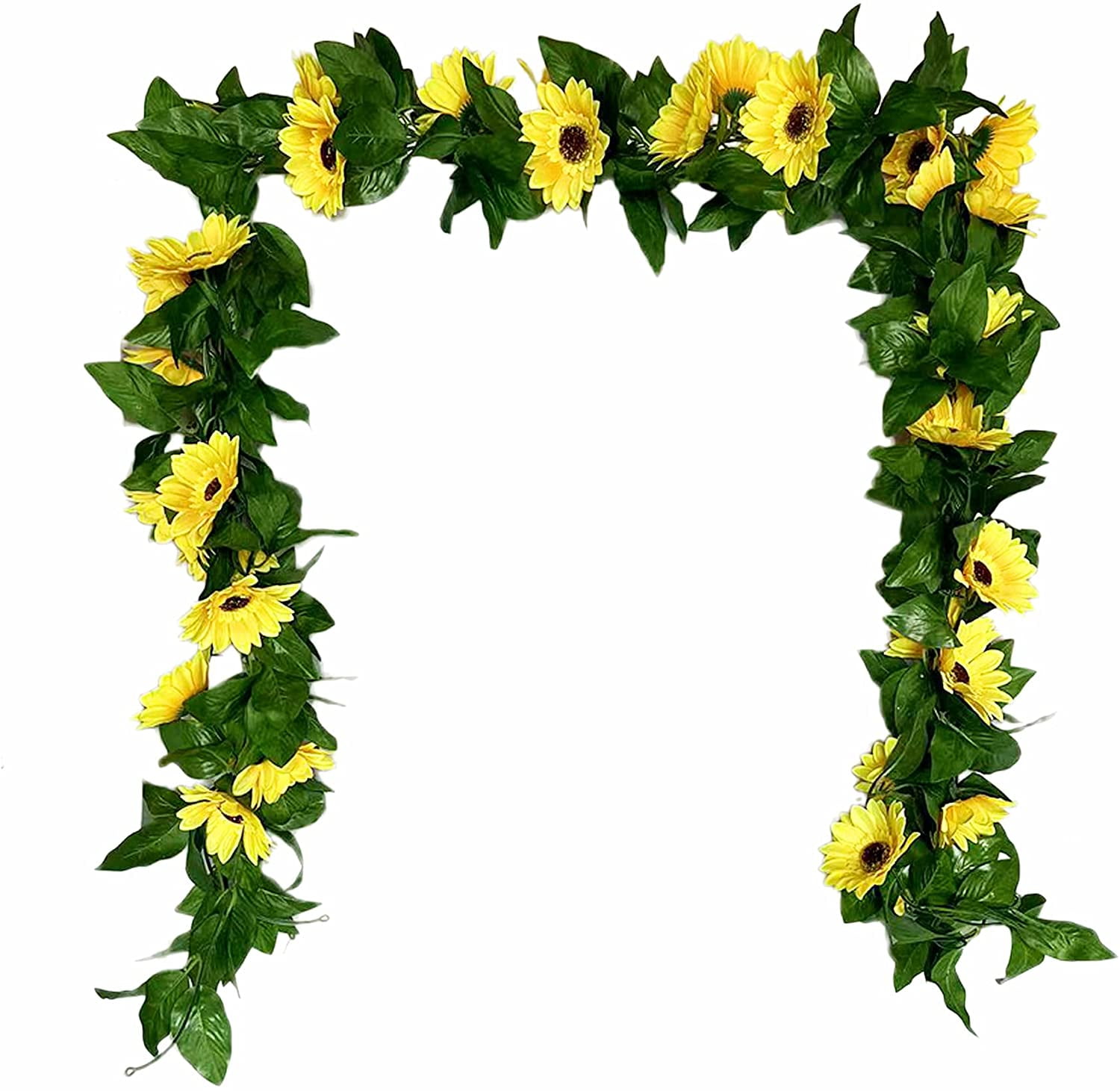 Ukeler 4 Pcs Yellow Sunflower Garland, 7ft Artificial Vines for Wedding ...