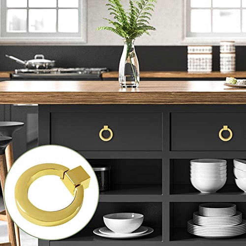 4 Pcs Zinc Alloy Ring Drawer Pulls,Brushed Wardrobe Door Handles ...