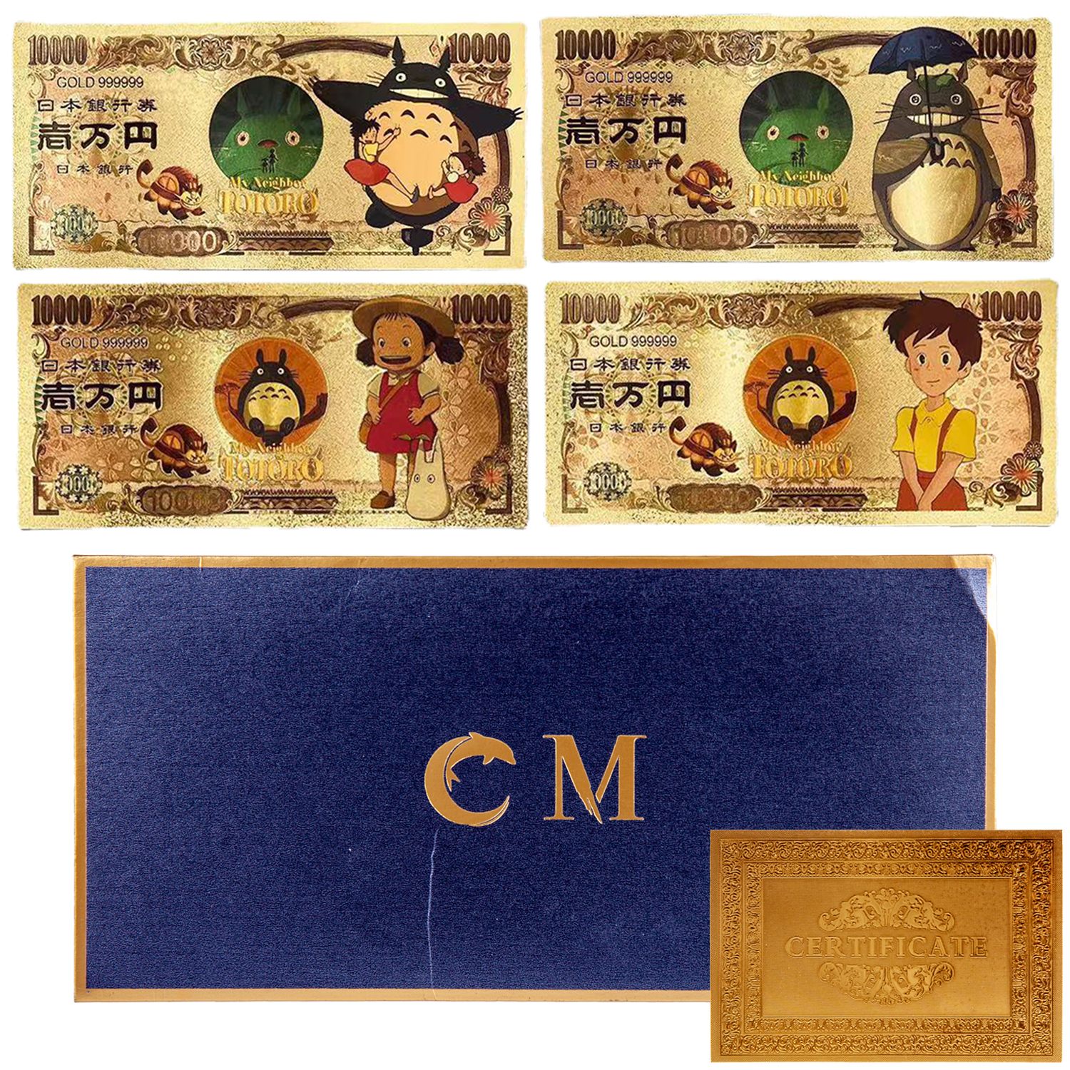 4 Pcs of 10000 Yen Prop Play Money Certificate with Commemorative Notes ...