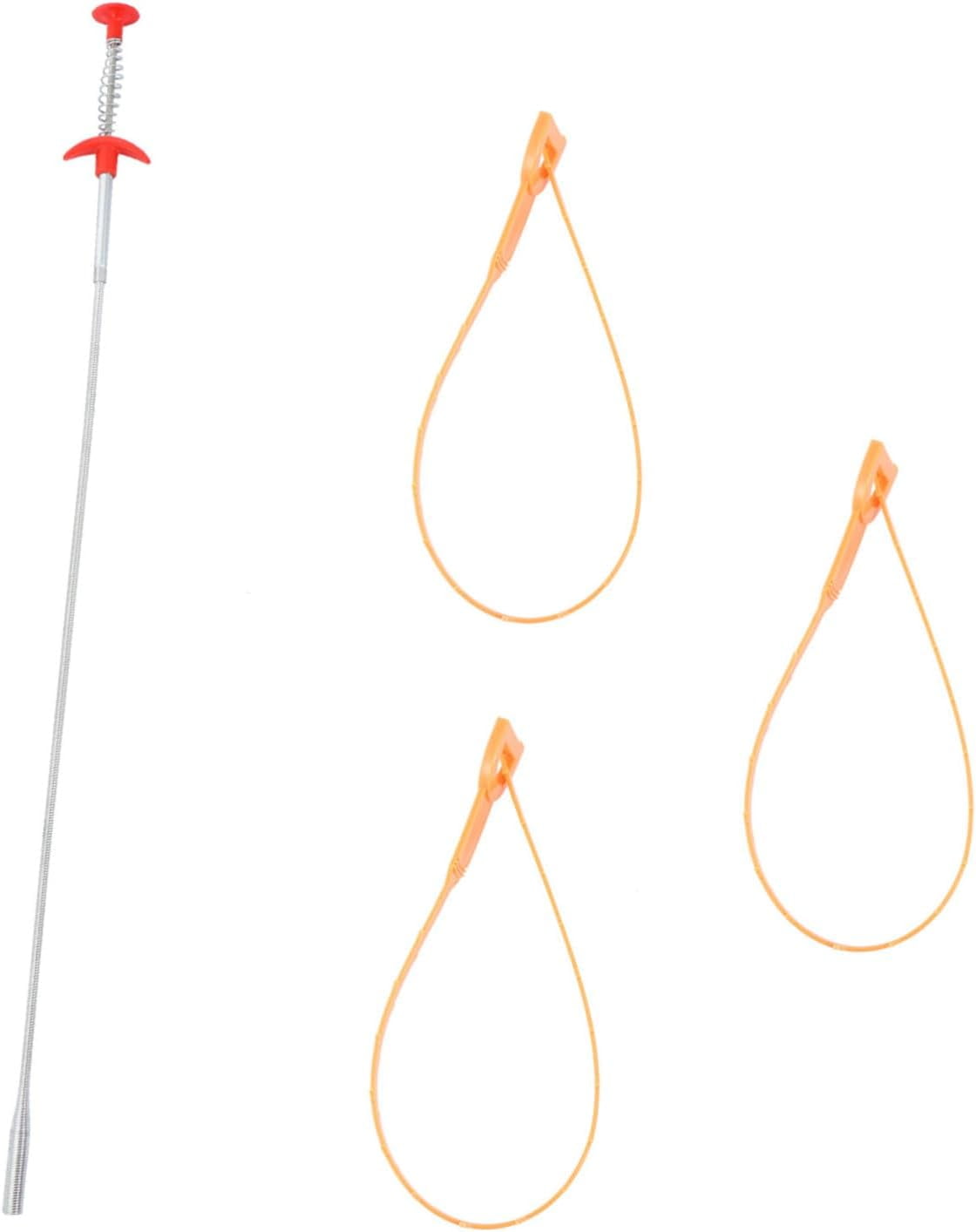 4 Pcs pipe dredge hook hair removal epilators toliet bowl cleaner steel ...