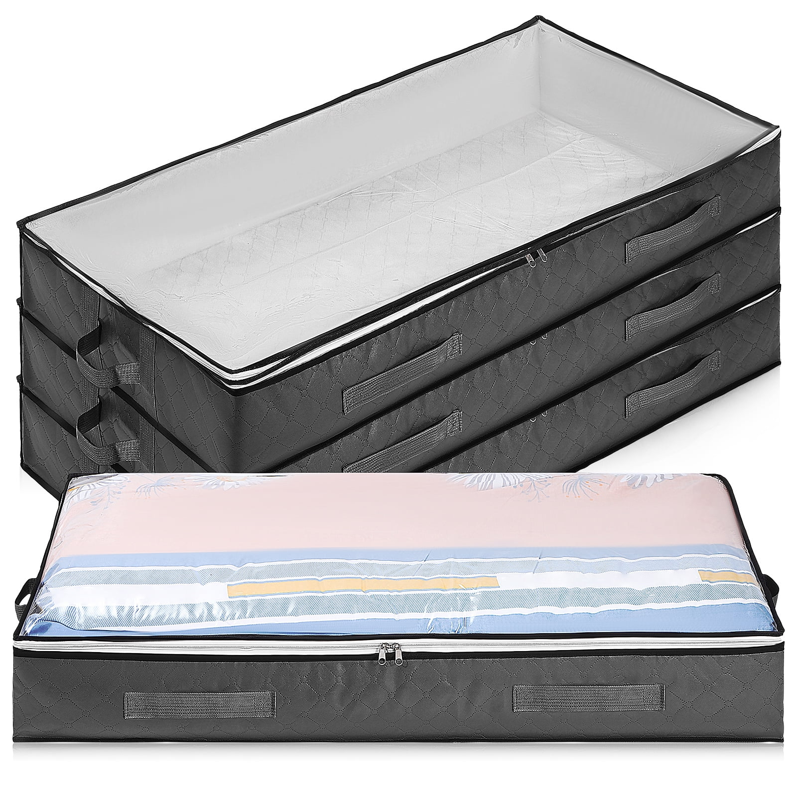 4 Pcs under Bed Storage Bag Clothes Bins Comforter Organizer Clothing ...