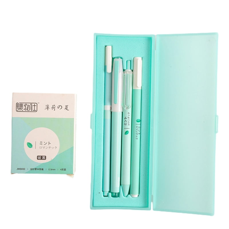 4 PcsCute Gel Pen Sets Refillable/Retractable Rollerball Pen Hard Box ...