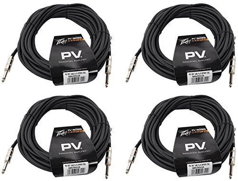 (4) Peavey PV 50' Foot 14-Gauge 1/4" TS to 1/4" TS S/S Speaker Cables ...