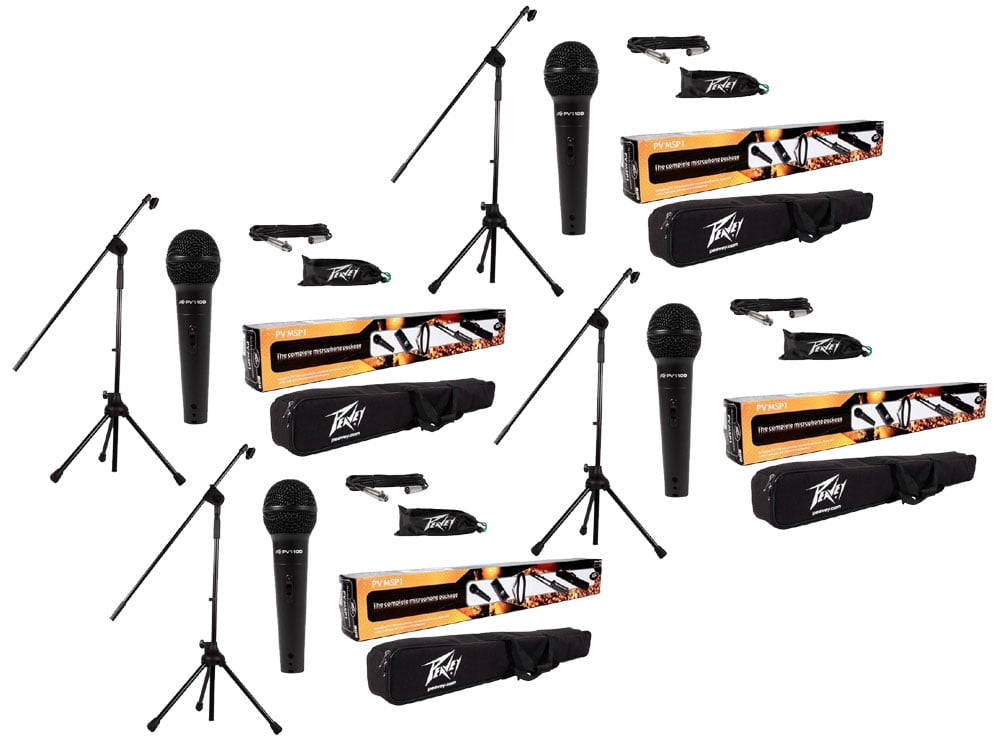 (4) Peavey Pv-Msp1 Complete Microphone, Stand, Bag & Xlr Cable Stage ...
