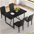 4-Person Dining Set, Black Faux Wood Table and Chairs Set with Buckle ...