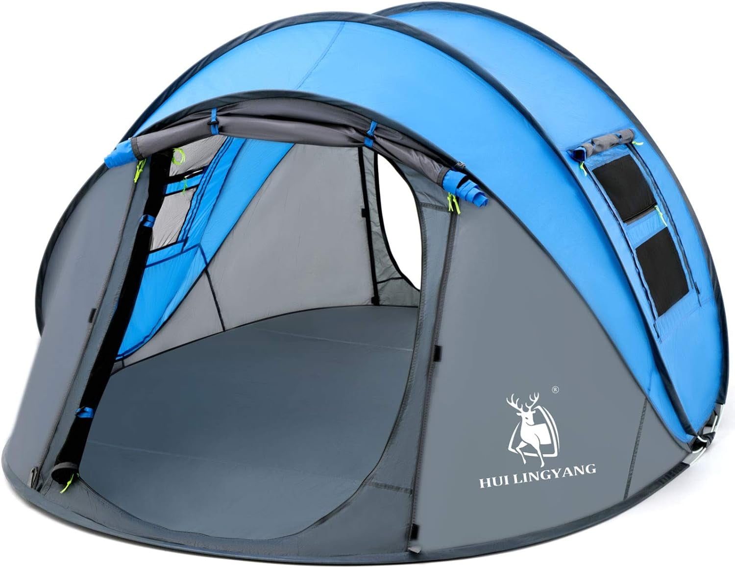 4 Person Easy Pop Up Tent,9.5'X6.6'X52'',Waterproof, Automatic Setup,2 Doors-Instant Family ...
