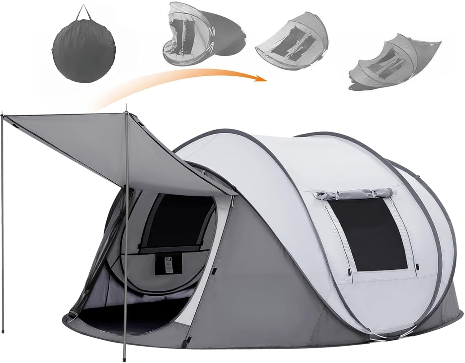 4 Person Easy Pop Up Tent Waterproof Automatic Setup 2 Doors-Instant ...